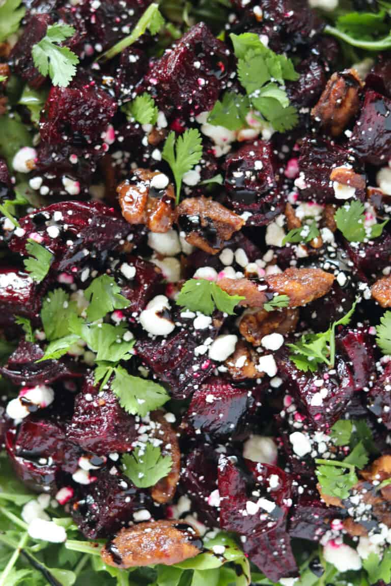 Roasted Beet Salad with Feta and Candied Pecans
