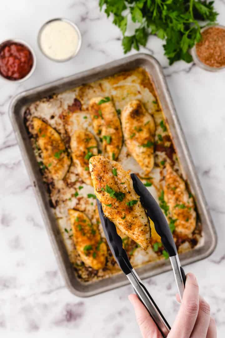 Oven Baked Chicken Tenders Recipe (No Breading) - Whole Lotta Yum