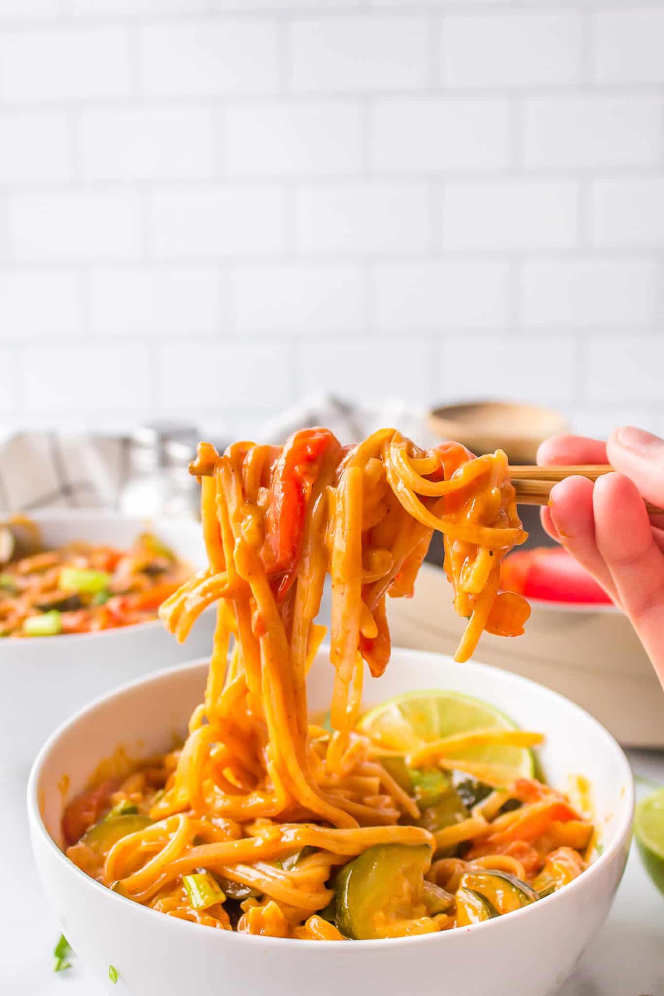 15 Min Thai Curry Rice Noodles with Red Curry - Whole Lotta Yum