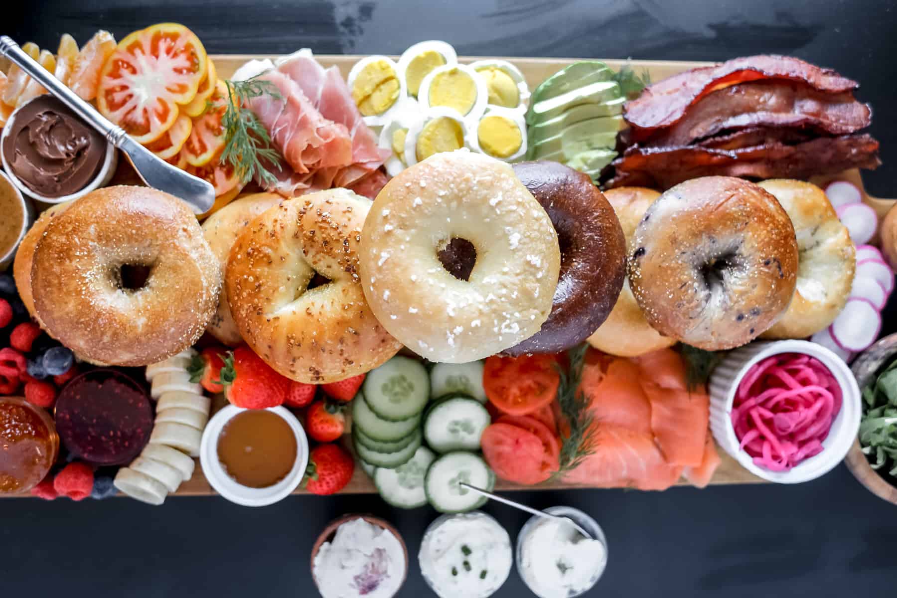 An Epic Bagel Charcuterie Board! (Sweet and Savory)