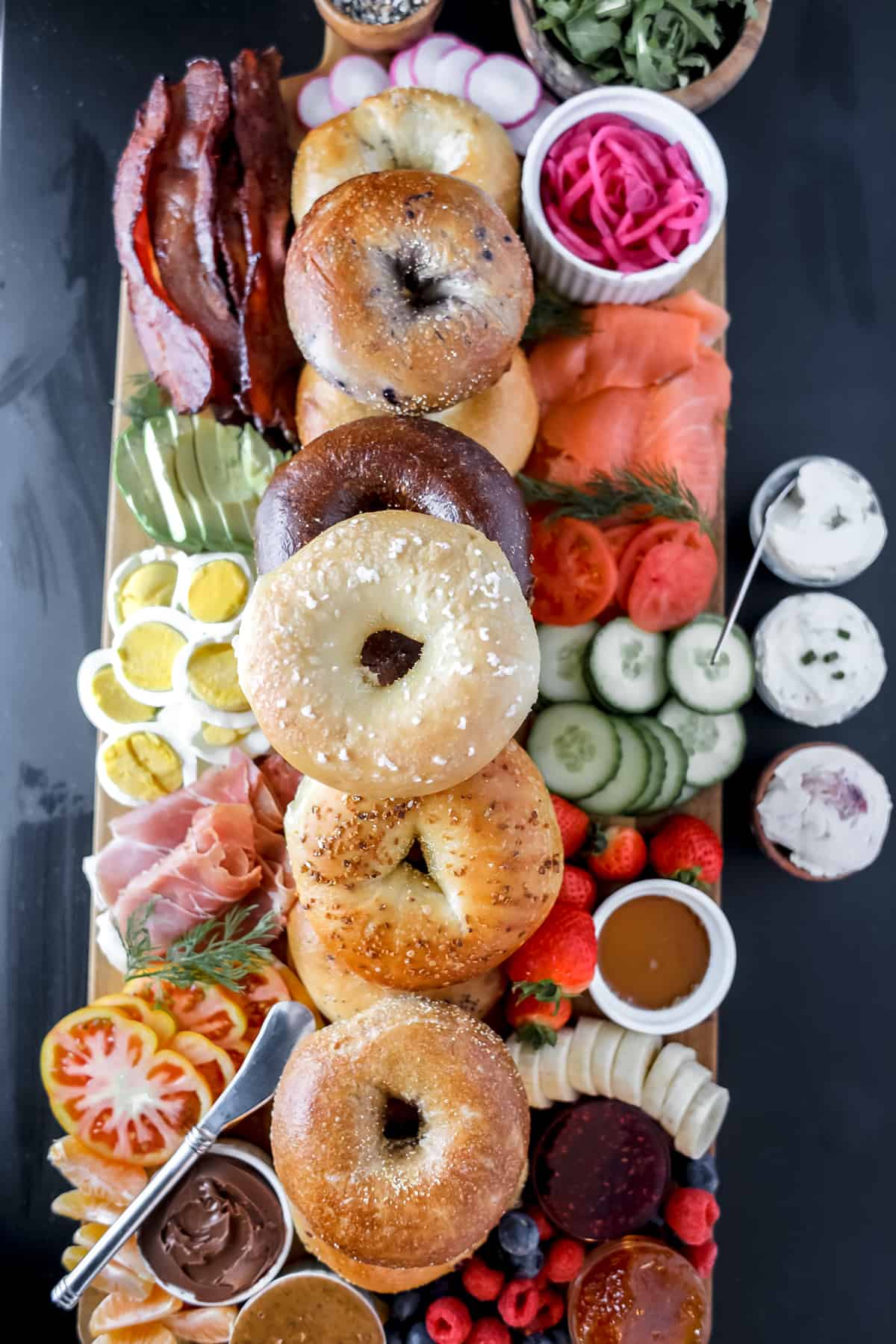 An Epic Bagel Charcuterie Board! (Sweet and Savory)