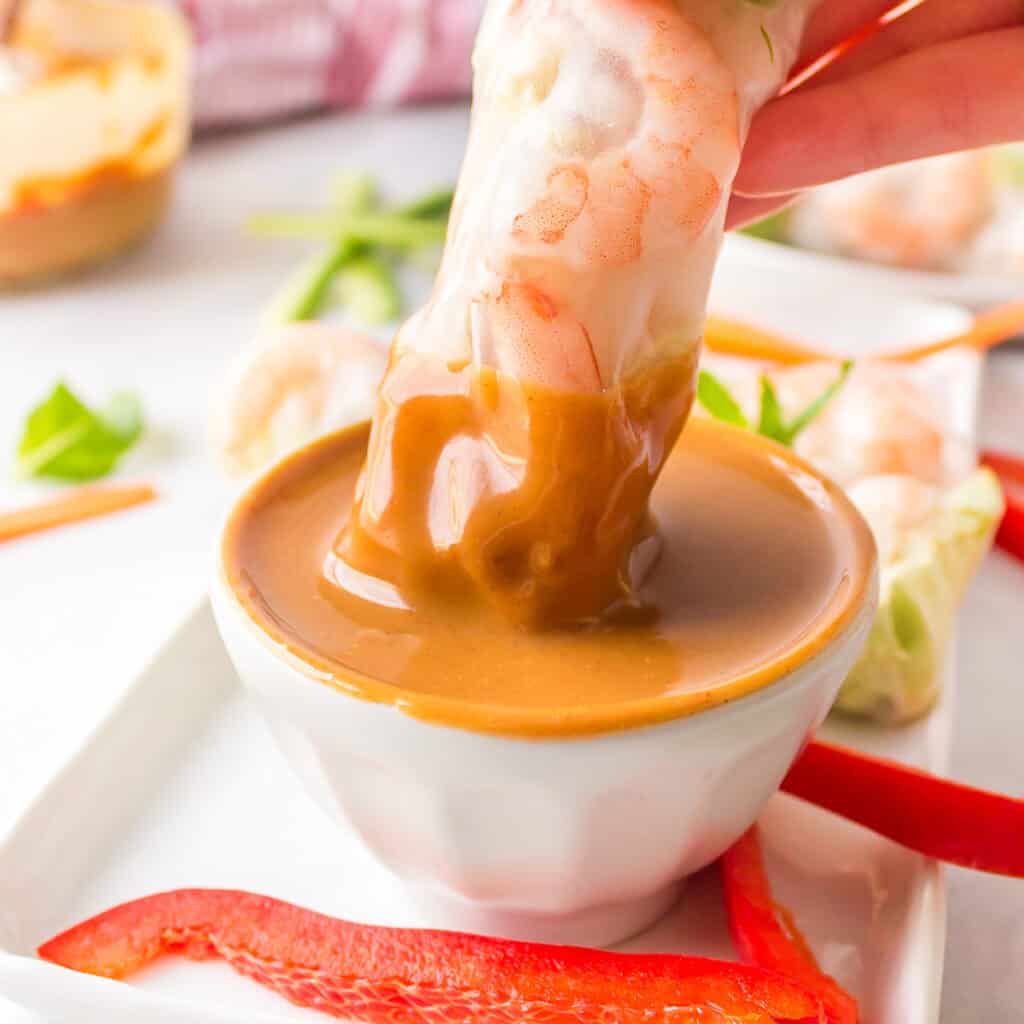 Vietnamese Spring Rolls with Shrimp (Peanut Dipping Sauce Too!)