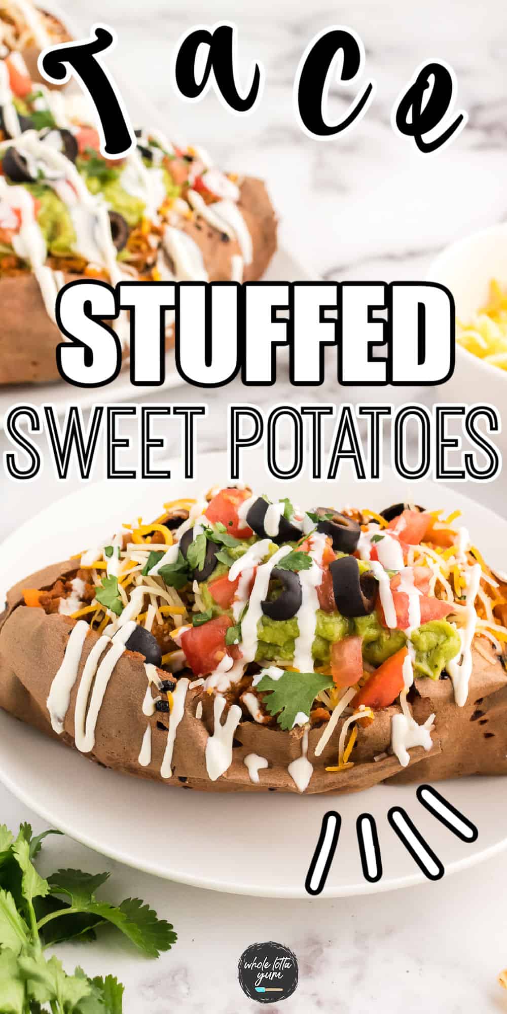 Taco Stuffed Sweet Potatoes - Whole Lotta Yum