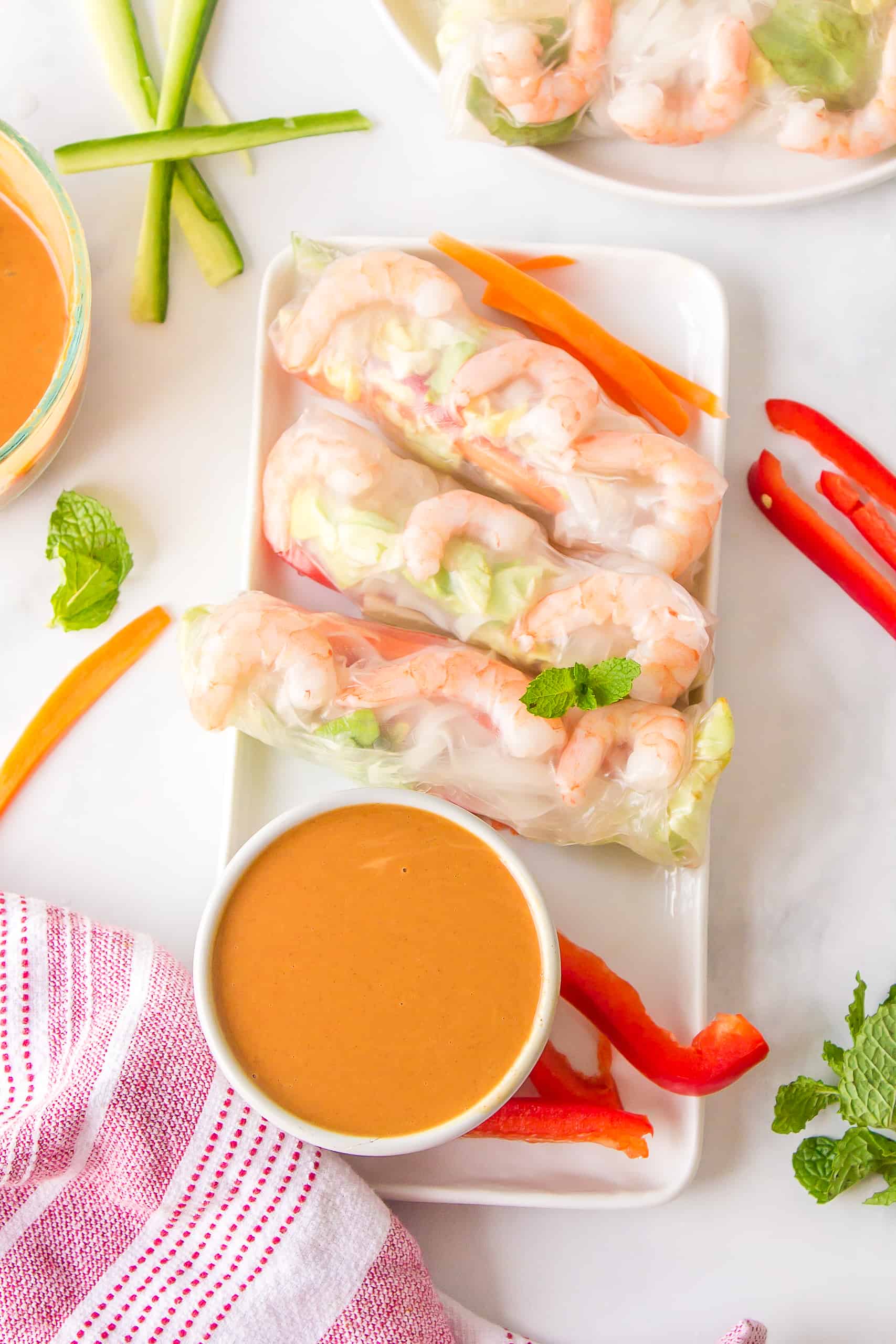 Vietnamese Spring Rolls with Shrimp (Peanut Dipping Sauce Too!)