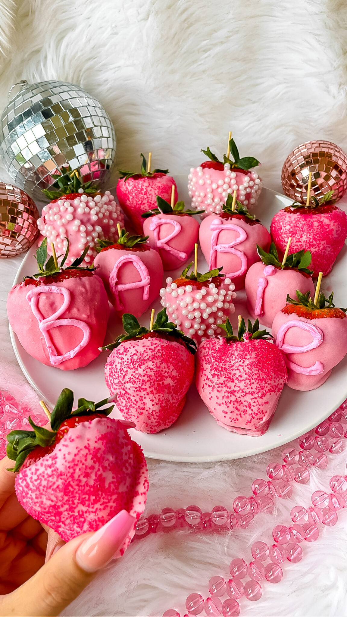 Pink Chocolate Covered Strawberries - Whole Lotta Yum