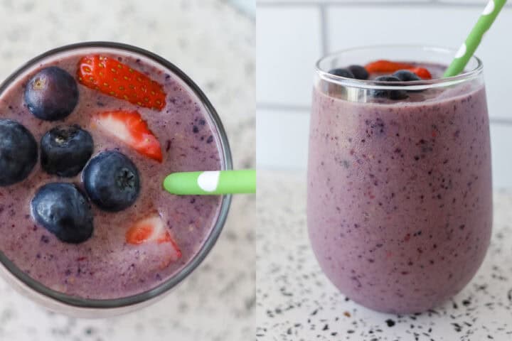 Blueberry Protein Smoothie (With Peanut Butter | 29g protein) - Whole ...