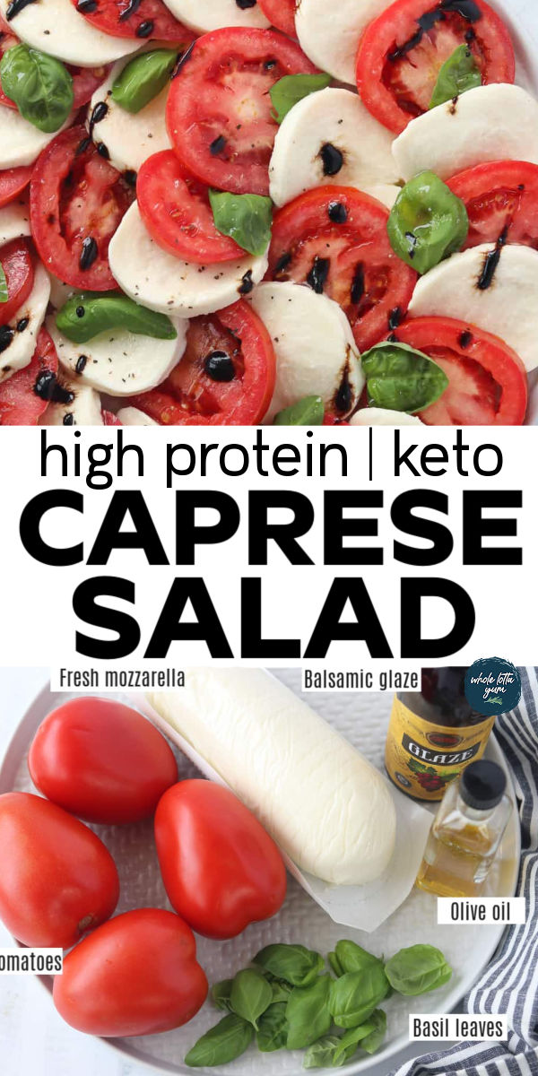 Easy Low Carb Caprese Salad (2 net carbs, 11g protein)