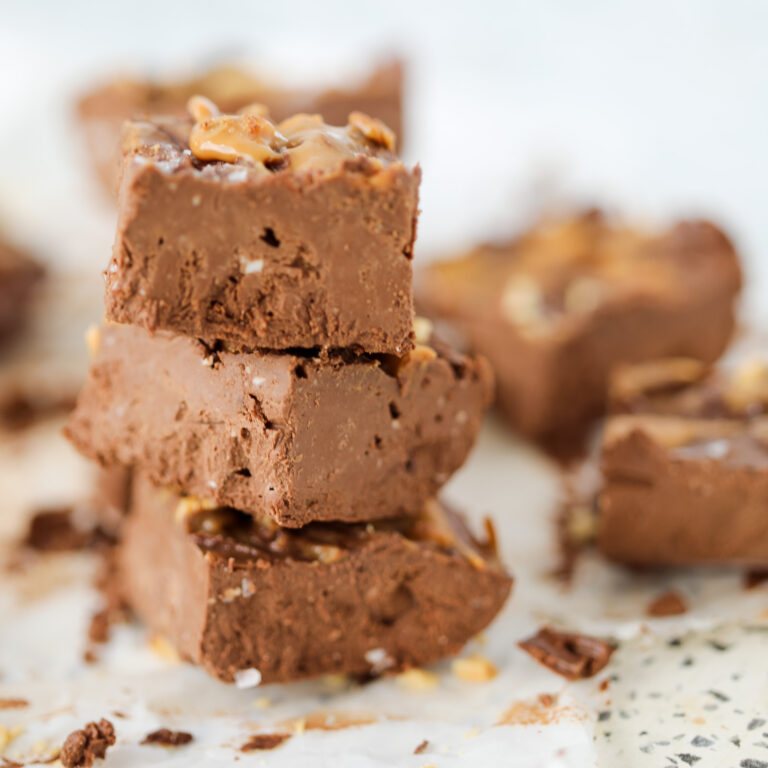 Chocolate Peanut Butter Cottage Cheese Fudge (Easy No Bake)