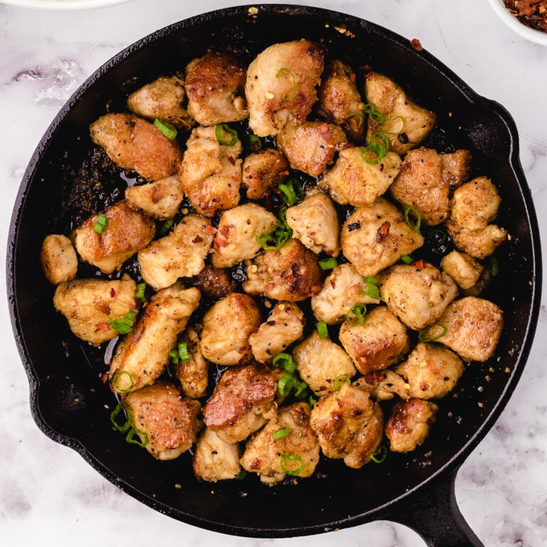 Honey Garlic Chicken Cubes | Easy Pan-Fried Cubed Chicken