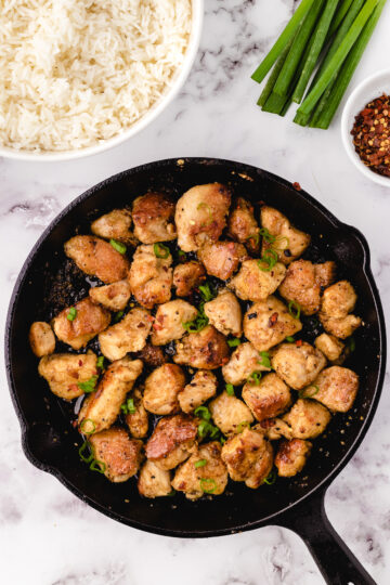 Honey Garlic Chicken Cubes | Easy Pan-Fried Cubed Chicken