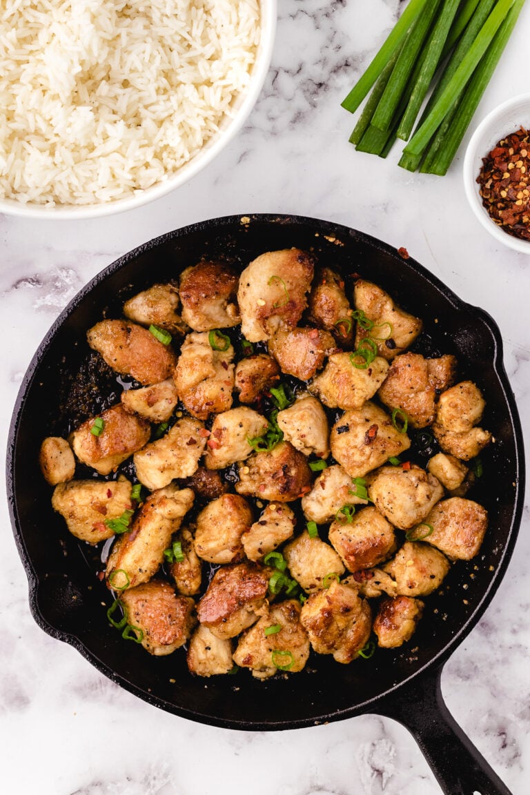 Honey Garlic Chicken Cubes | Easy Pan-Fried Cubed Chicken